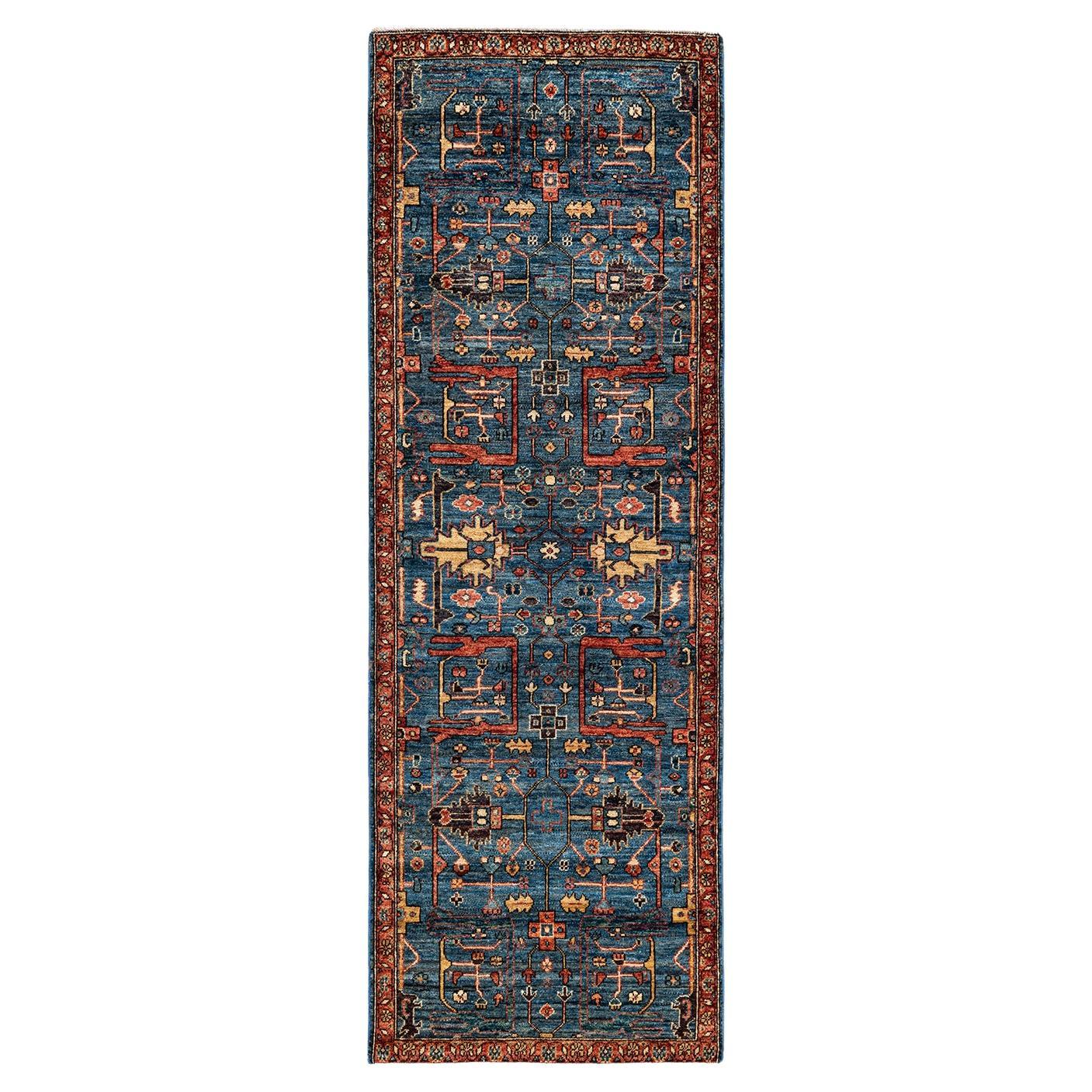 Serapi, One-of-a-Kind Hand-Knotted Runner Rug, Light Blue For Sale at ...