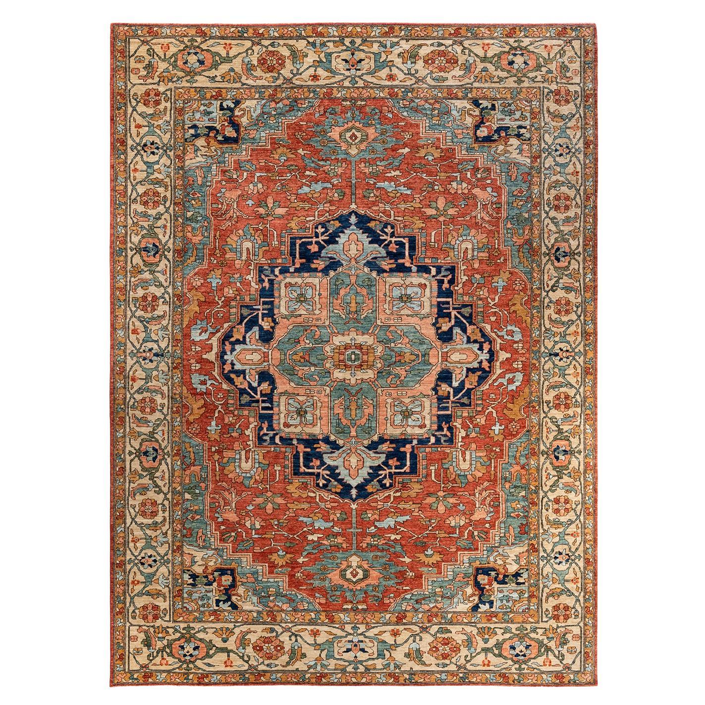Serapi, One-of-a-kind Hand Knotted Runner Rug, Orange at 1stDibs