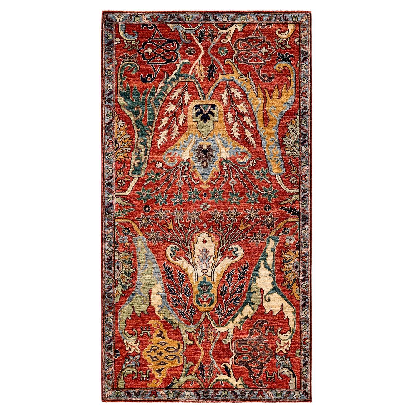 Serapi, One-of-a-kind Hand Knotted Runner Rug, Orange For Sale at 1stDibs