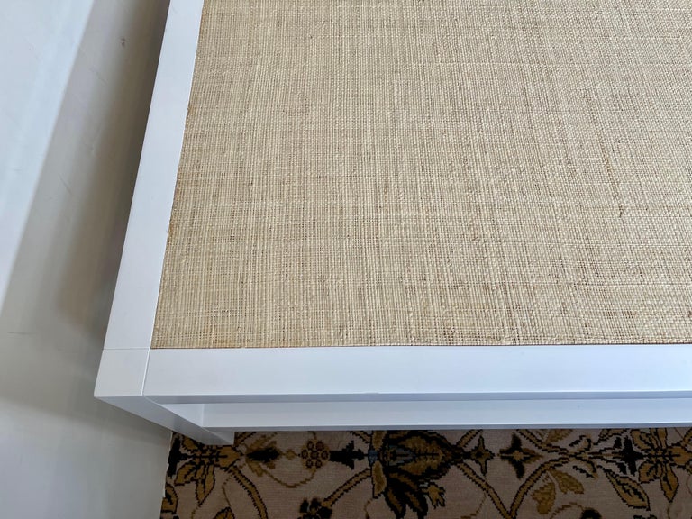 Serena and Lily White Lacquer and Raffia Cocktail Coffee Table at 1stDibs