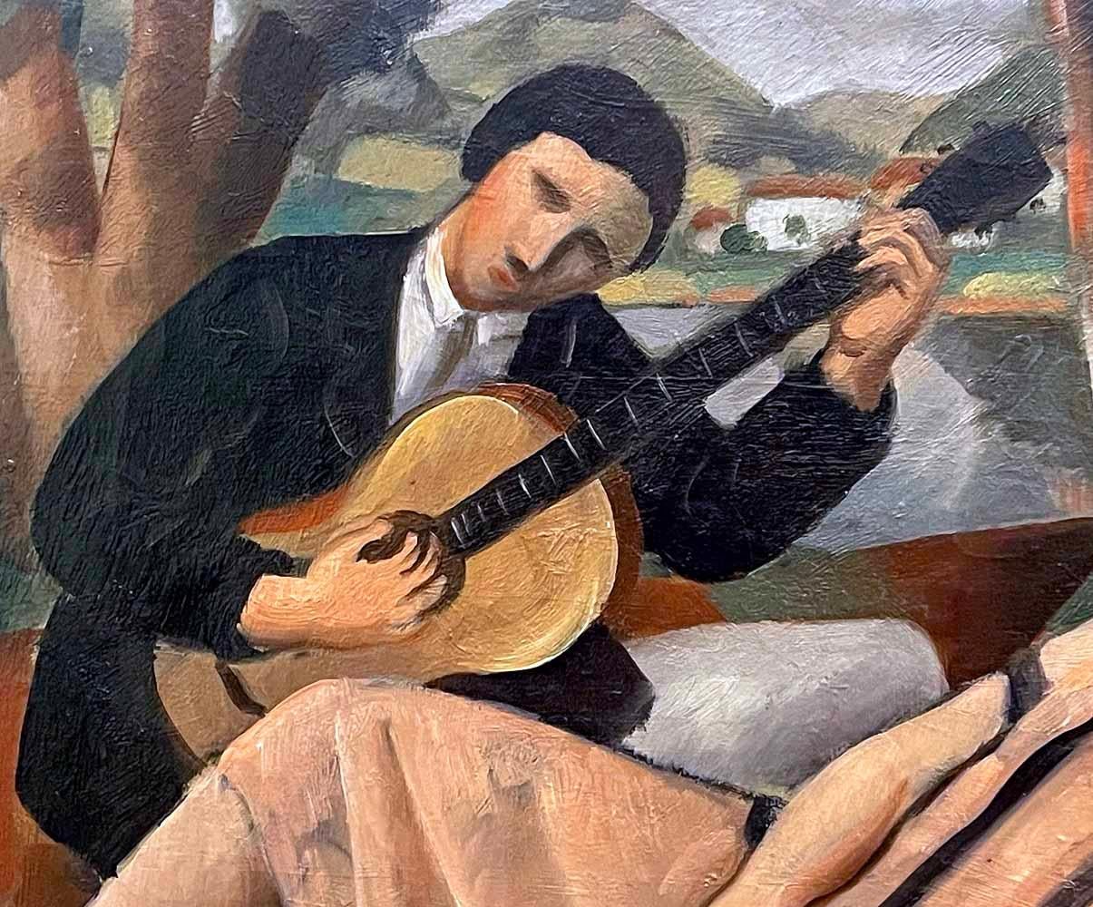 "Serenade in the Park", Art Deco Painting with Fashionable Couple, 1923 ...