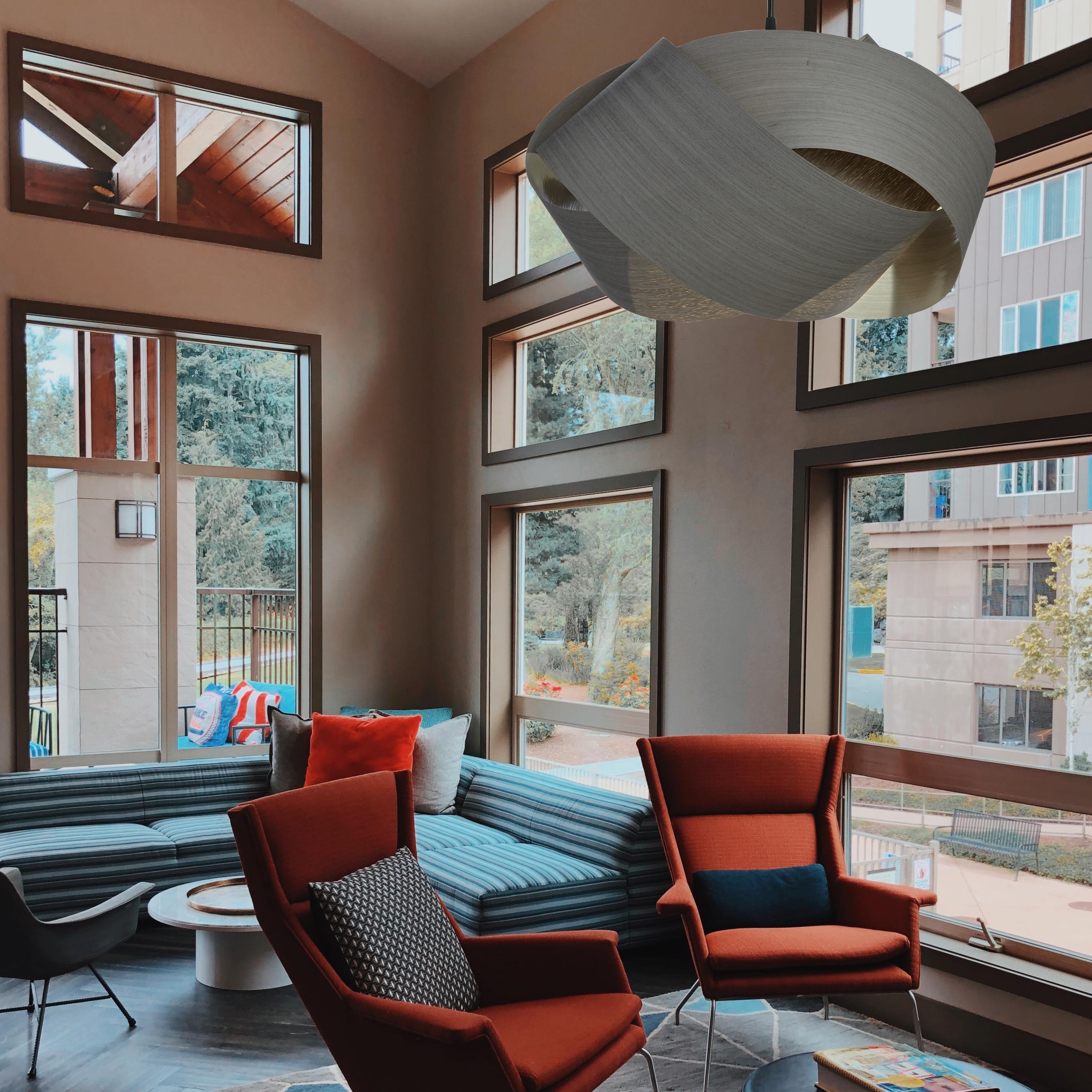 SERENE Mid-Century Modern Gray Tay Wood 32" Chandelier Pendant For Sale ...