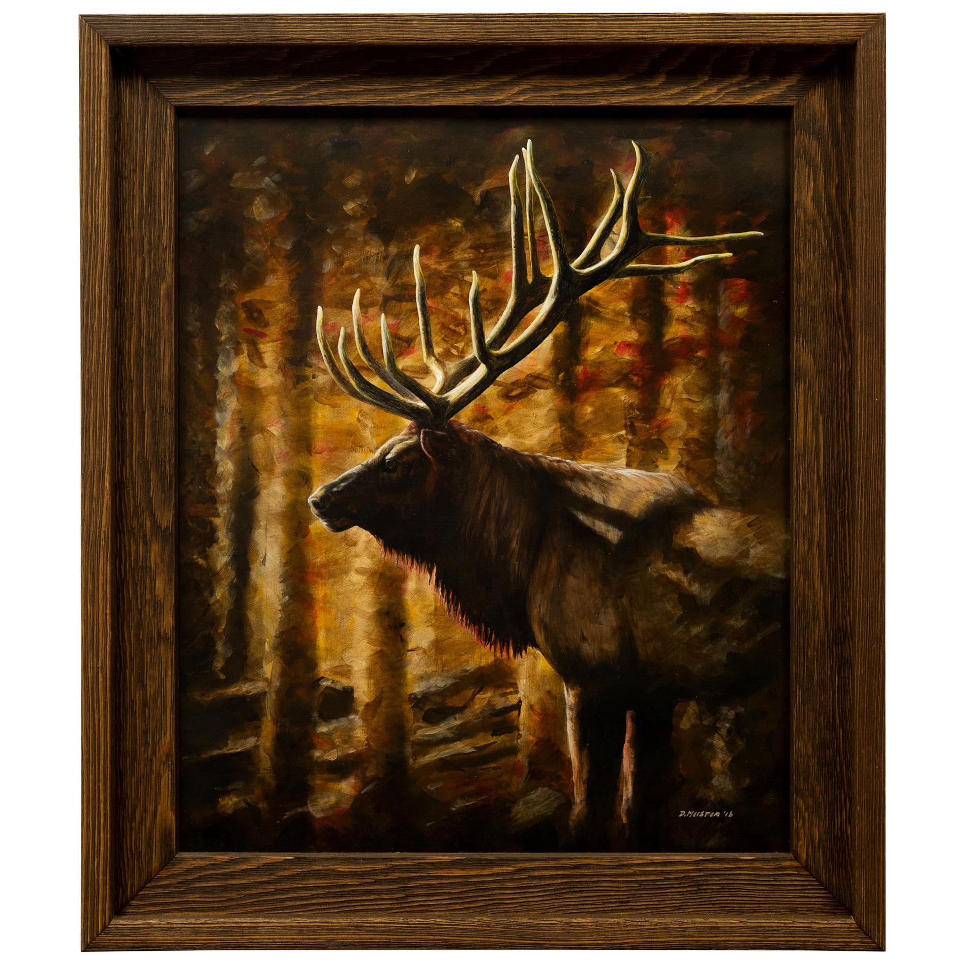 Oil Painting of Elk by Harold Stack at 1stDibs