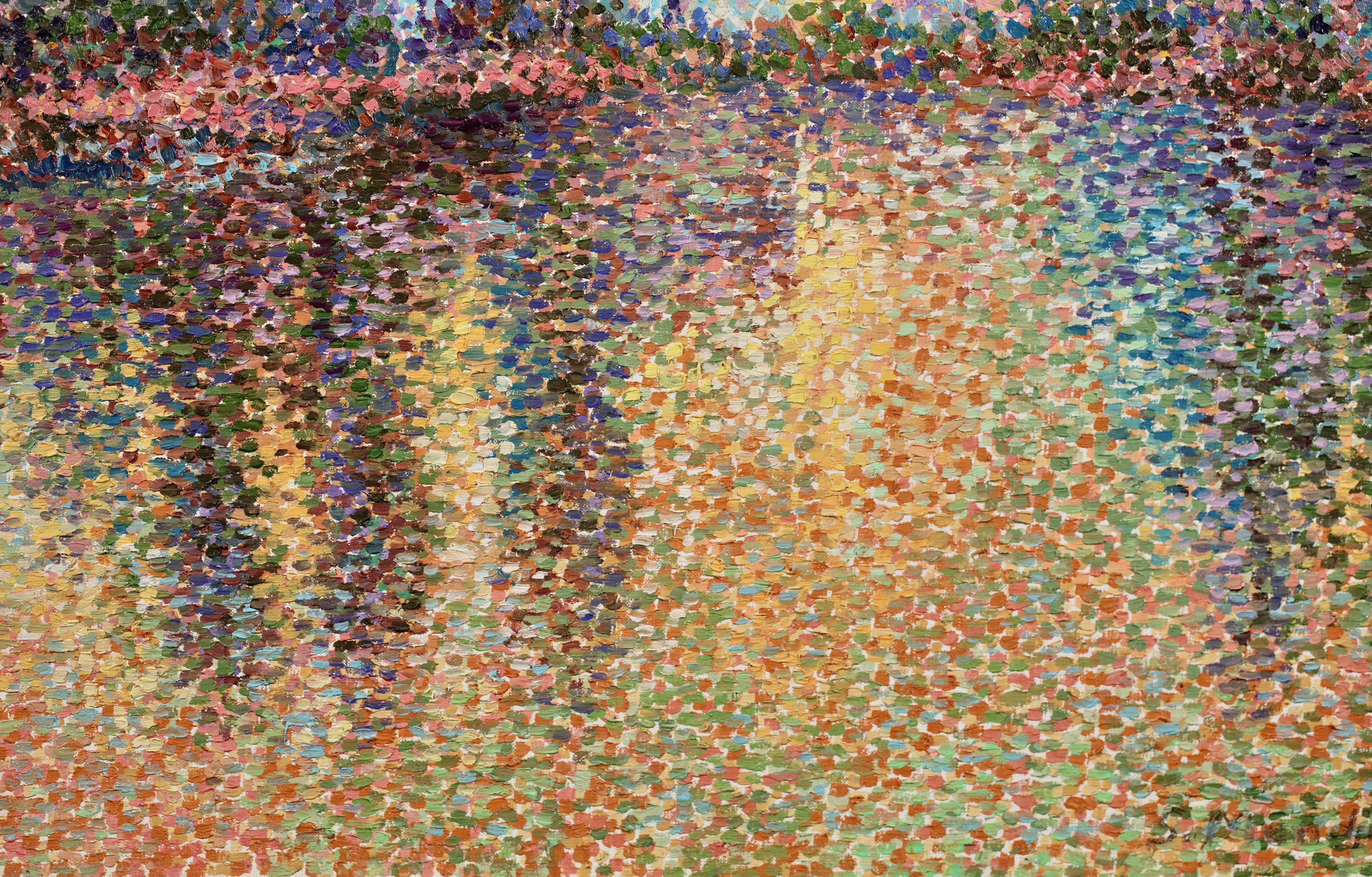 Serge Mendjisky - Coucher de Soleil - Pointillist Landscape Oil ...