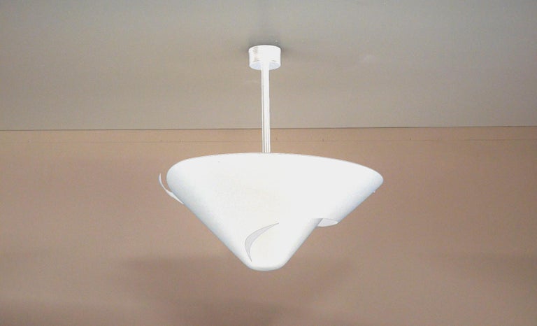 Serge Mouille Snail Ceiling Lamp, Medium in White For Sale at 1stDibs