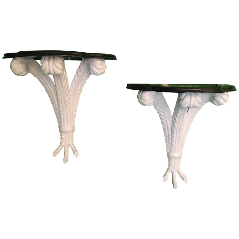 Serge Roche Plume Wall Brackets in the Manner of Dorothy Draper at 1stDibs