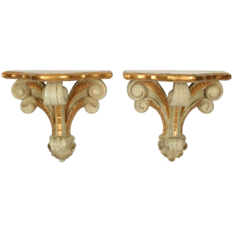 Serge Roche Style Carved Wall Brackets For Sale at 1stDibs