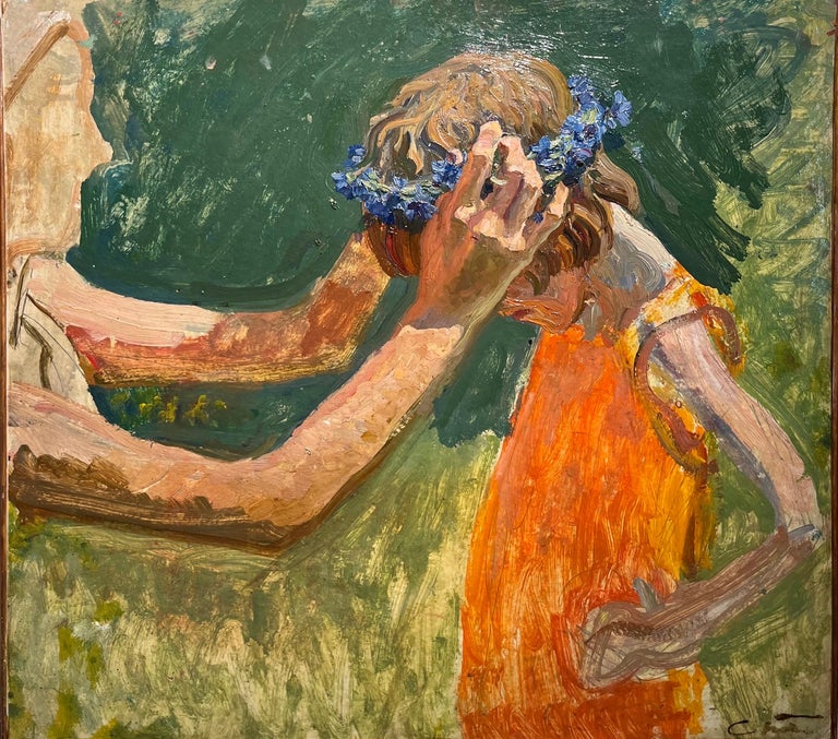 Sergej Tkachev - Study for the work "Native land" Oil cm. 44 x 49 ...