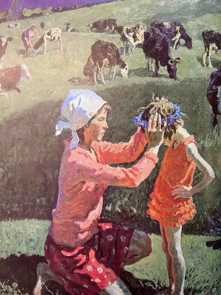 Sergej Tkachev - Study for the work "Native land" Oil cm. 44 x 49 ...