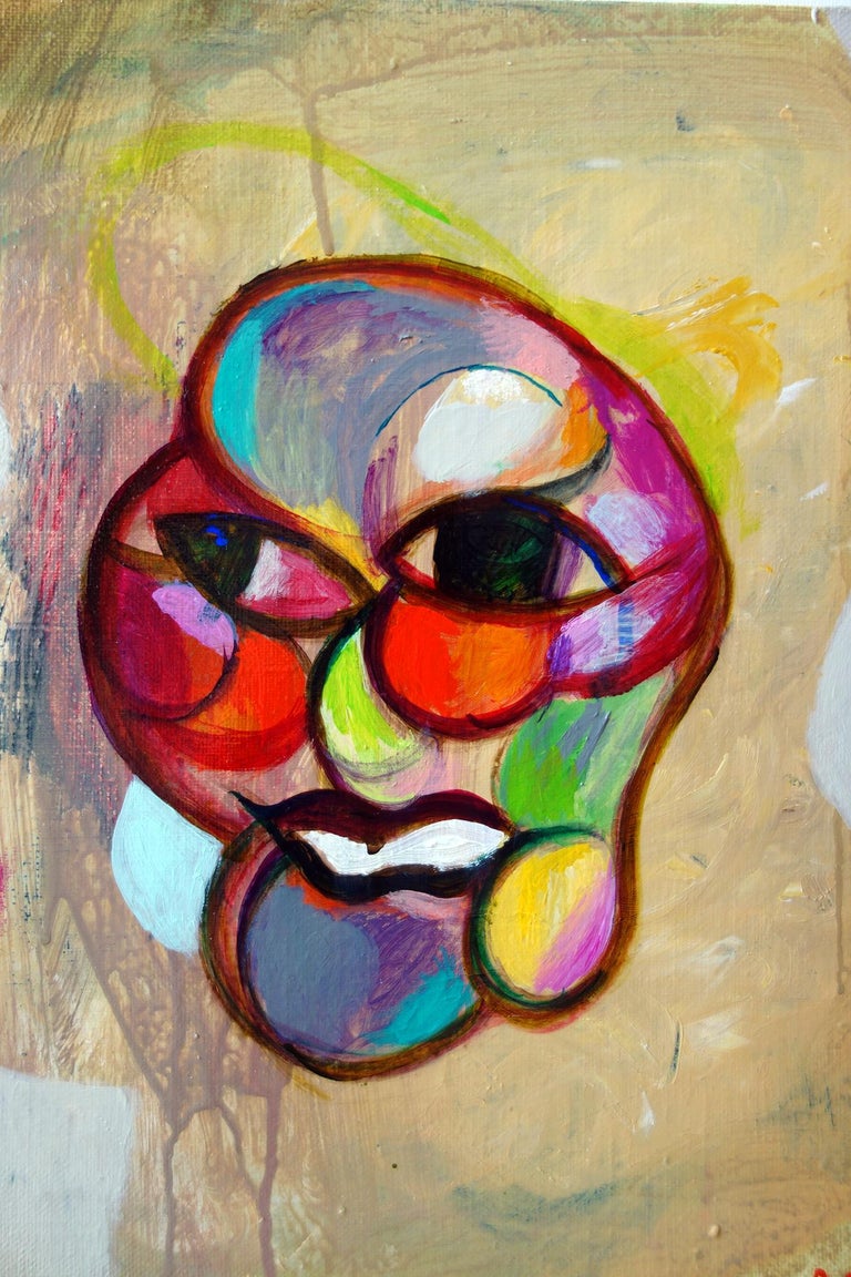 Sergey Bondarev - Face 2 . Portrait Painting Acrylic Colors Grey ...