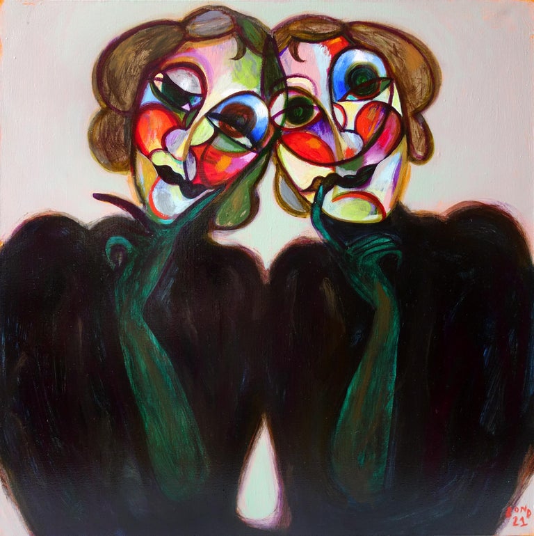 Sergey Bondarev - Twins in black . Portrait Painting Acrylic Colors ...