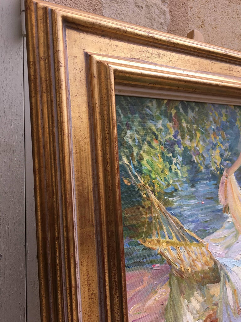 Sergey Marchenko - Sunbathing by the river, French impressionist ...