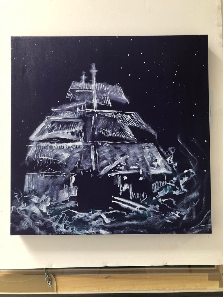 Sergio Bazan - Barco Violeta I. Mix media on Canvas For Sale at 1stDibs