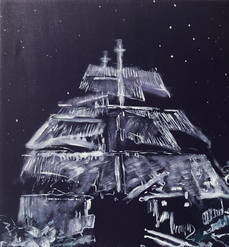 Sergio Bazan - Barco Violeta I. Mix media on Canvas For Sale at 1stDibs