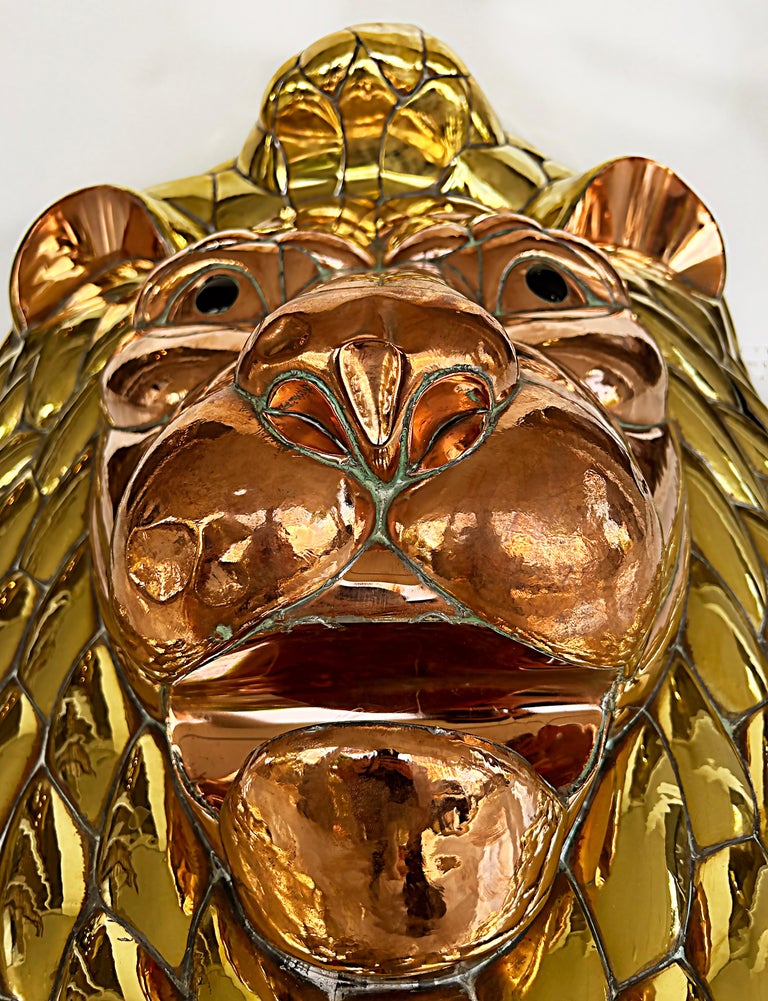 Sergio Bustamante Mixed Metal Lion's Head Wall Sculpture, Mexican ...