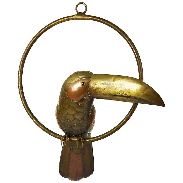 Sergio Bustamante Sculpture of Toucan on Hanging Perch at 1stDibs ...