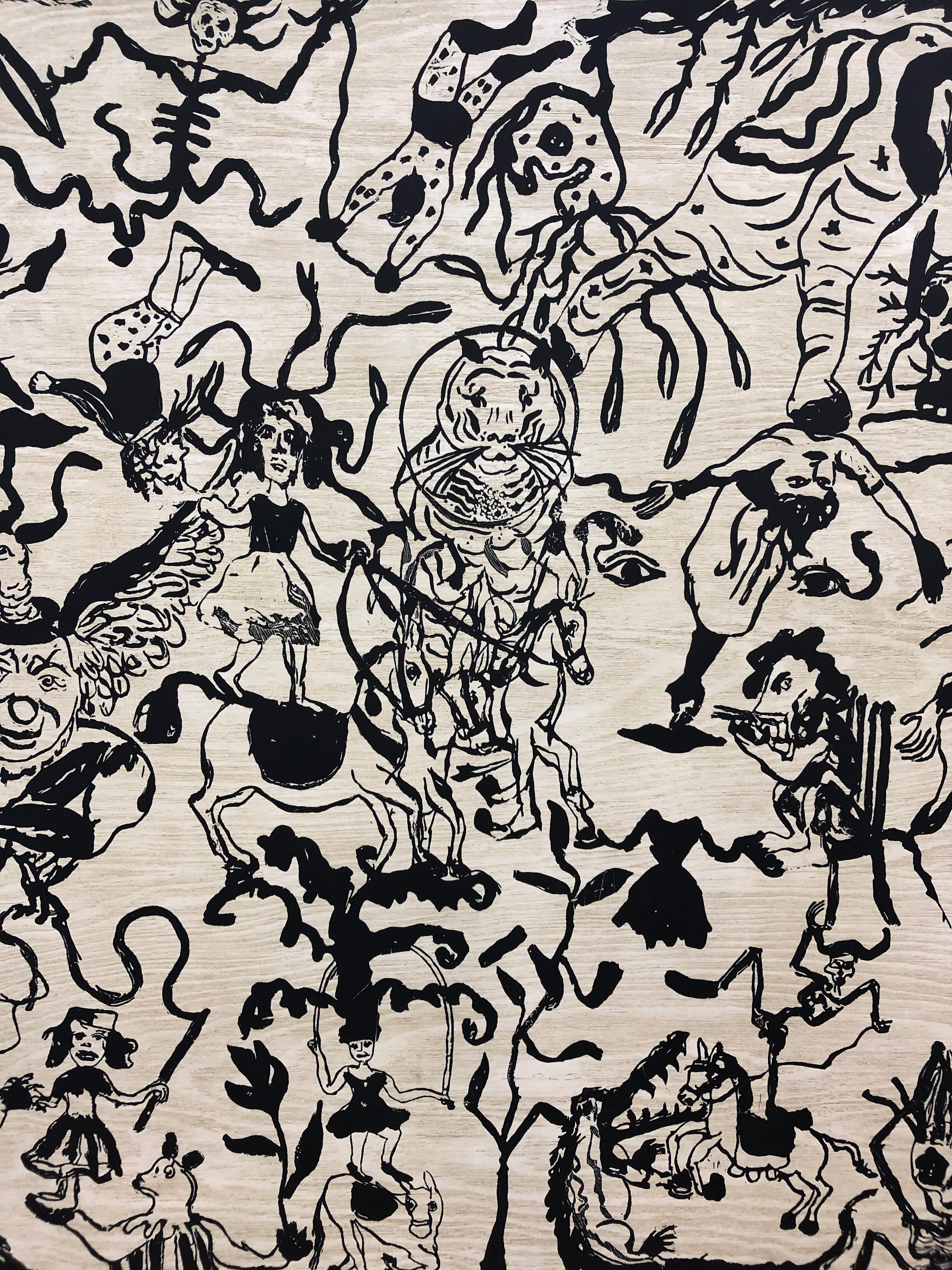 Sergio Hernández - Sergio Hernandez "Circus", 2011, large woodcut 46x78 ...