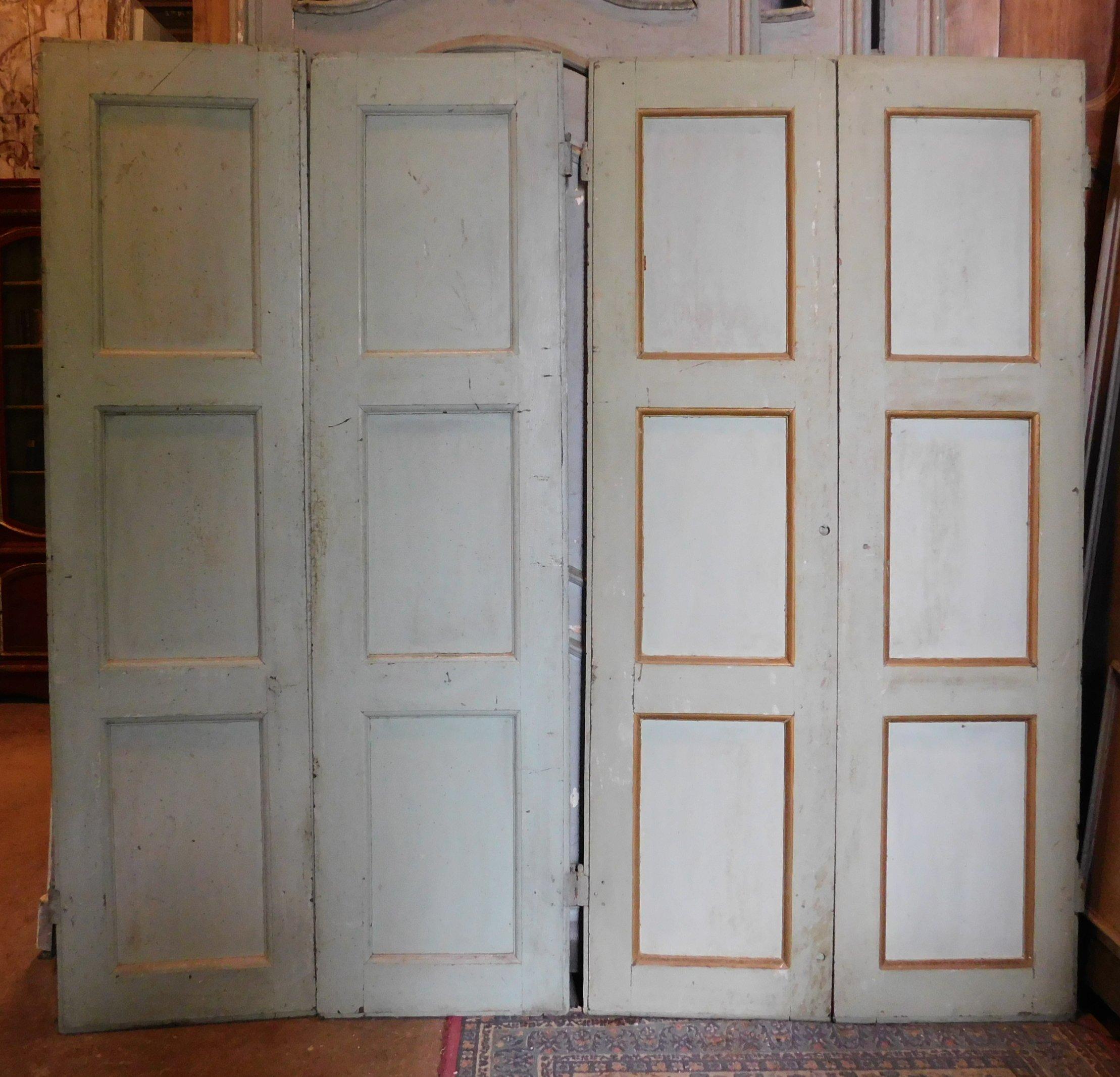 Series of 4 antique lacquered two-wing doors (8 hinges), 19th century ...