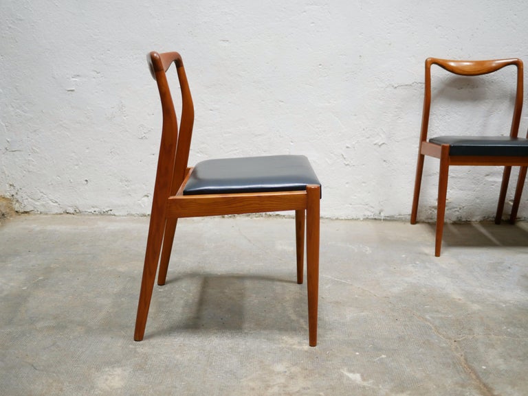 Series of 4 Vintage Scandinavian Chairs in Teak and Leatherette For ...