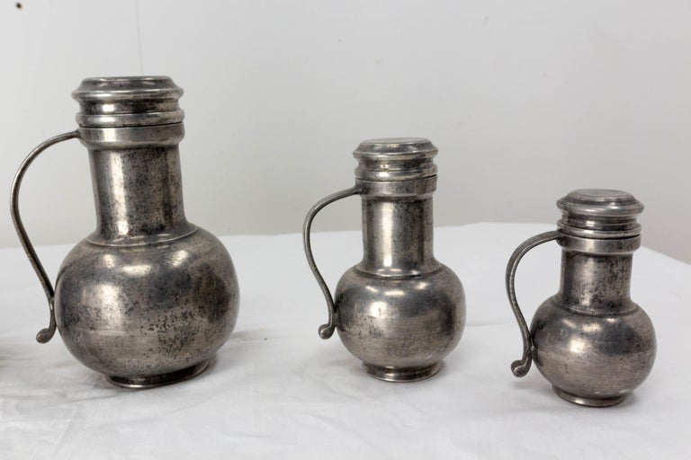 Series of Five Tin Pitchers, France, Late 18th Century For Sale at 1stDibs