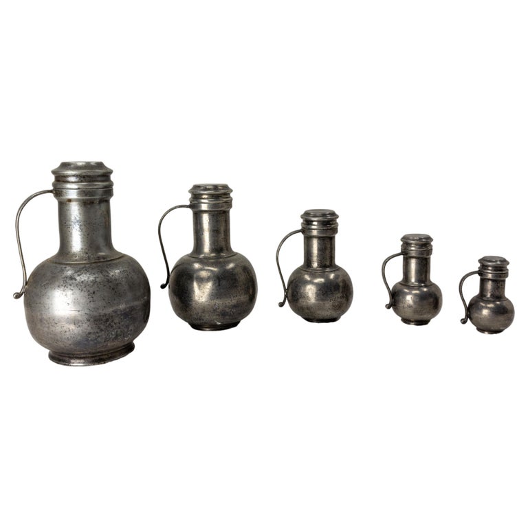 Series of Five Tin Pitchers, France, Late 18th Century For Sale at 1stDibs