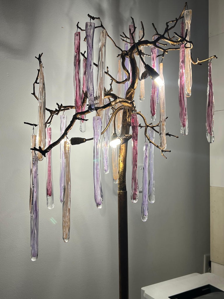 Serip Portugal Lampadaire Glamour en Bronze Doré et Cristal Fait à la ...