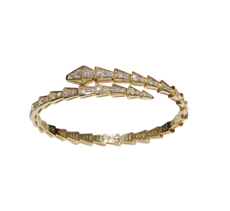 Serpenti Viper Bracelet 18K Yellow Gold and Diamonds For Sale at 1stDibs