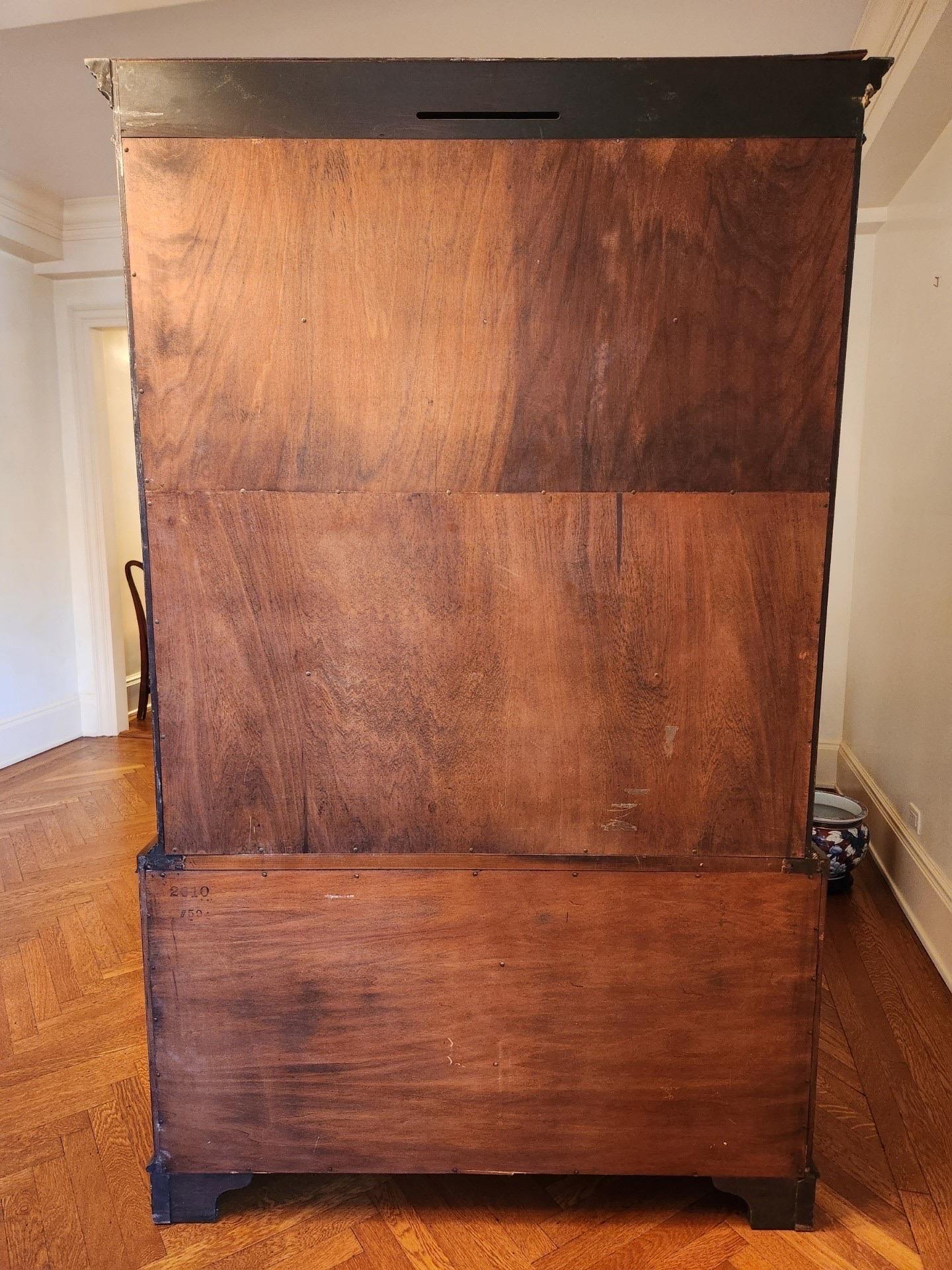 Serpentine Mahogany Breakfront Cabinet by Fancher Furniture Co., 20th ...