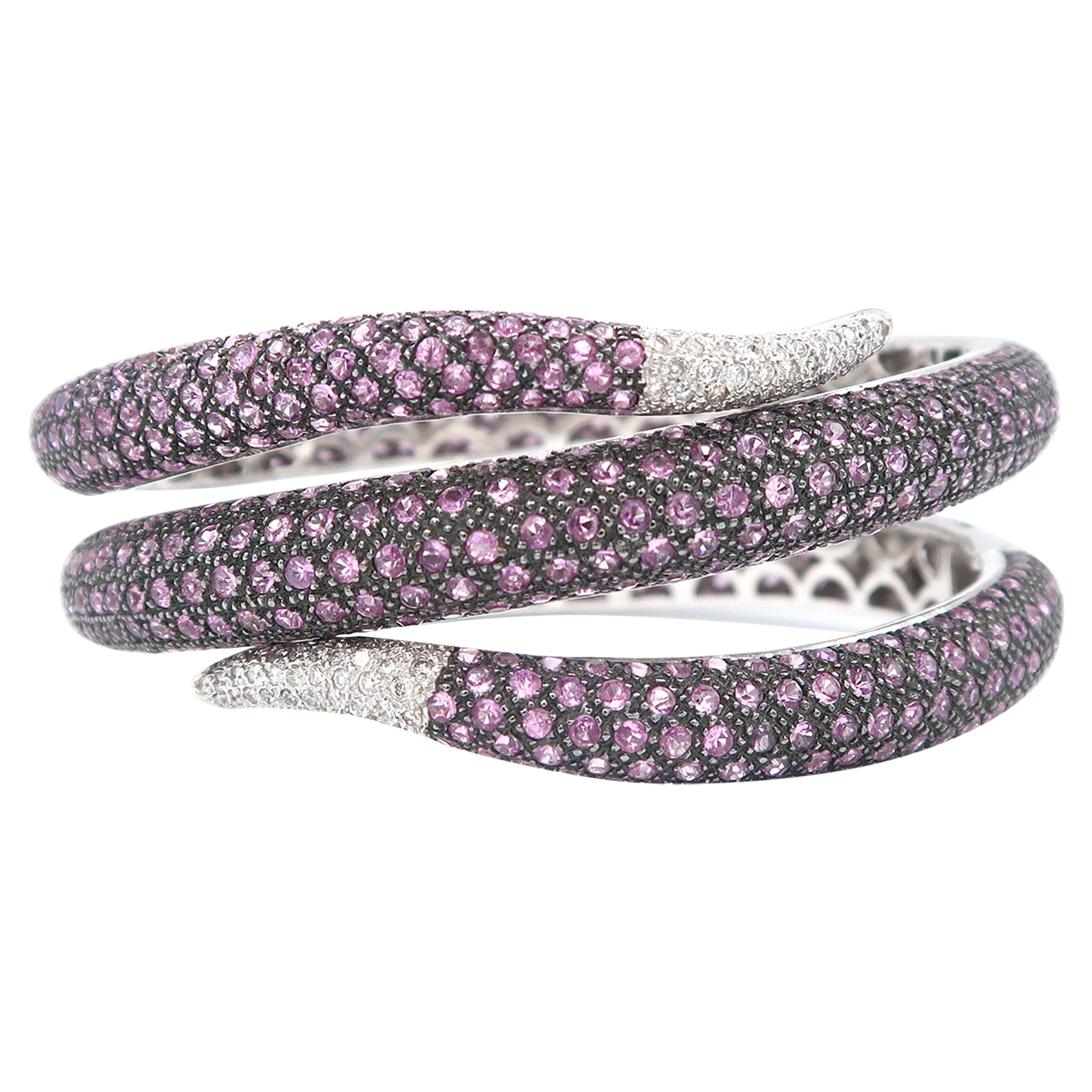 Liza Beth Tapered Baguette and Pave Diamond Hinged Bangle Bracelet at ...