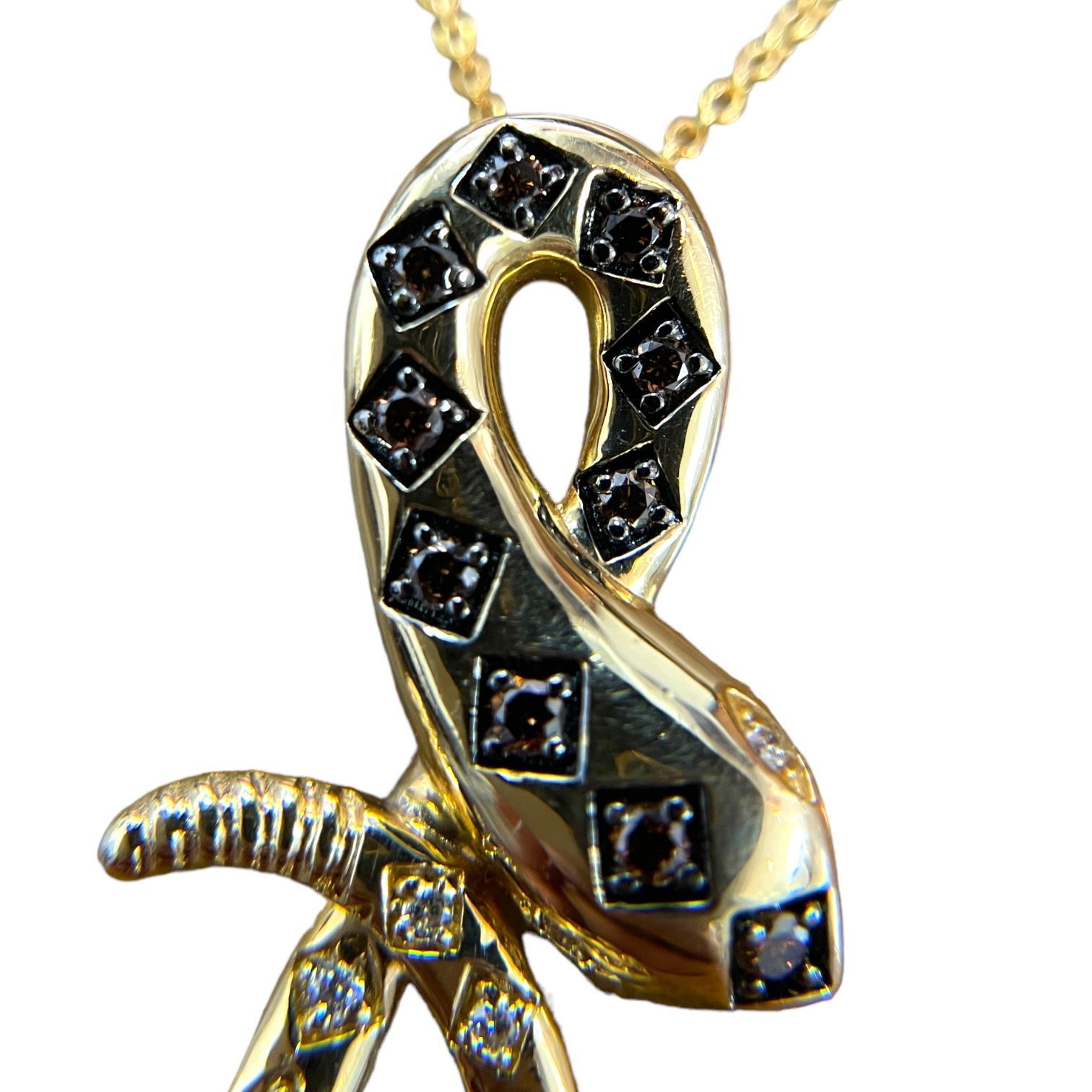 Serpentine Splendor: 14K Yellow Gold Diamond Snake Pendant For Sale at ...