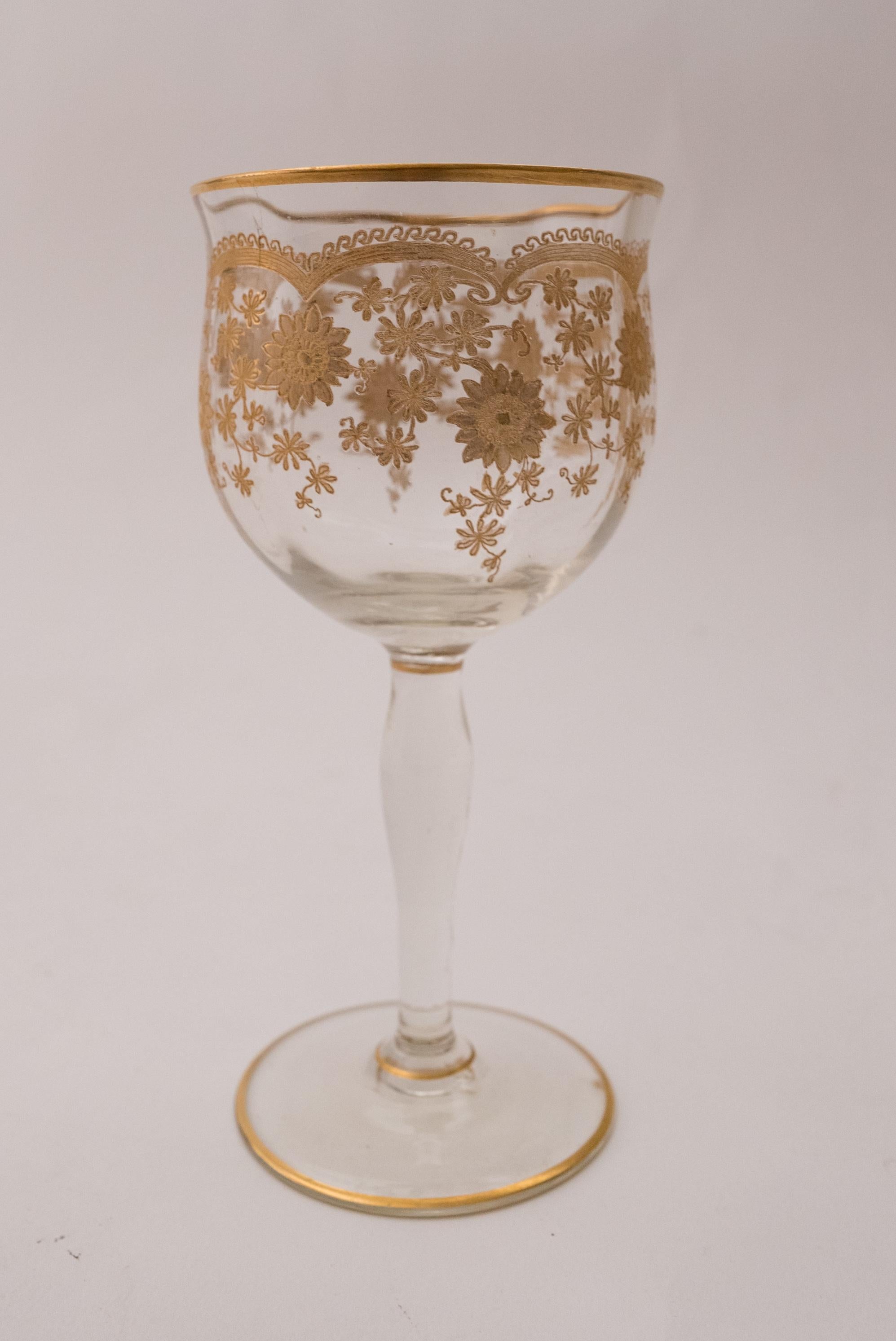 Service for 12, 36 Pieces Moser Raised Gilt Crystal 3 Antique at 1stDibs