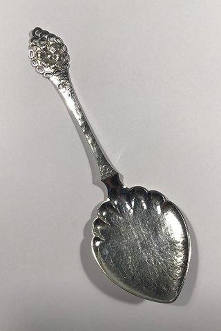 Serving Spoon Danish Silver 1915 "Floral Motif" For Sale at 1stDibs