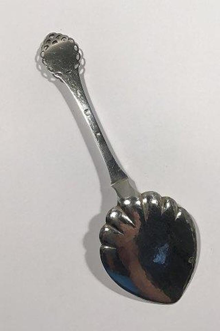Serving Spoon Danish Silver 1915 "Floral Motif" For Sale at 1stDibs
