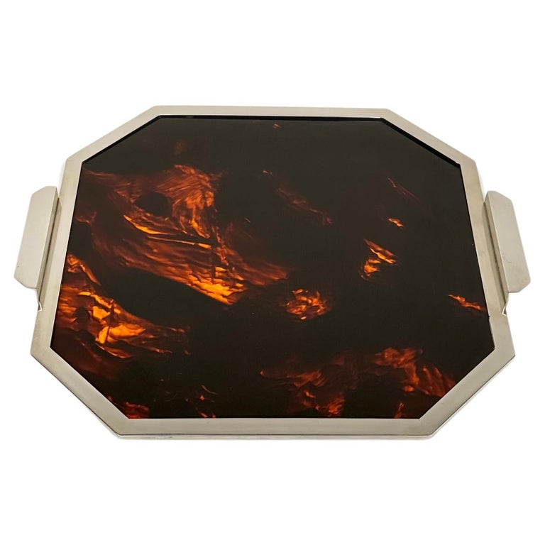 Serving Tray Faux Tortoiseshell and Chrome Christian Dior style, Italy ...