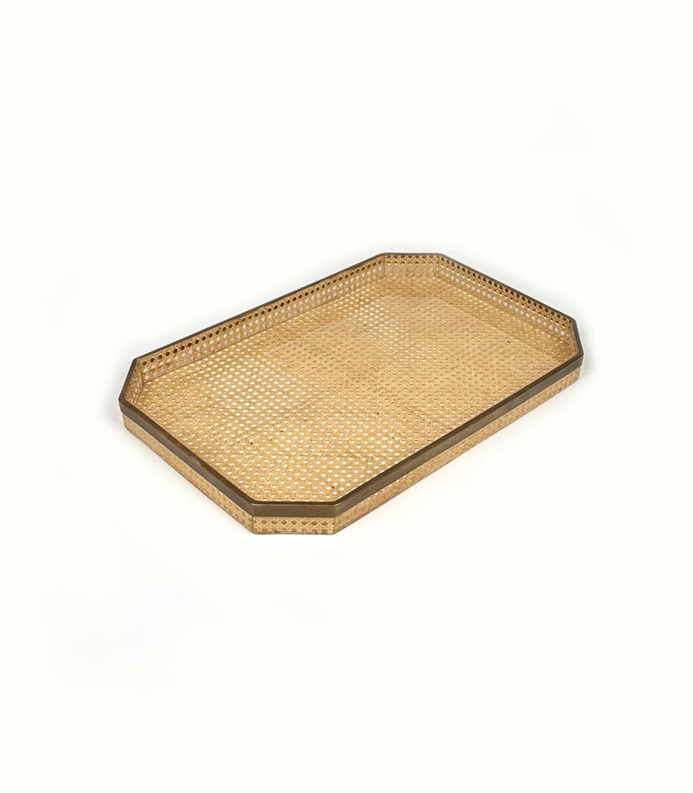 Serving Tray in Lucite, Rattan and Brass Christian Dior Style, Italy ...