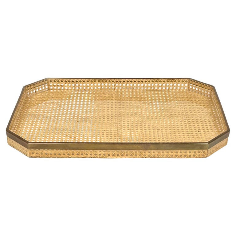Serving Tray in Lucite, Rattan and Brass Christian Dior Style, Italy ...