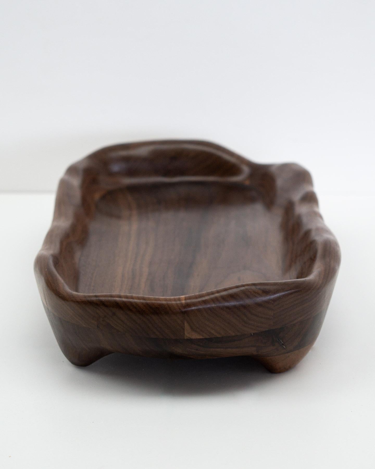 Serving Tray in Walnut Wood Organic Shaped For Sale at 1stDibs