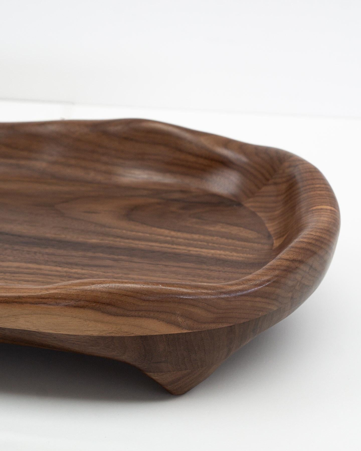 Serving Tray in Walnut Wood Organic Shaped For Sale at 1stDibs