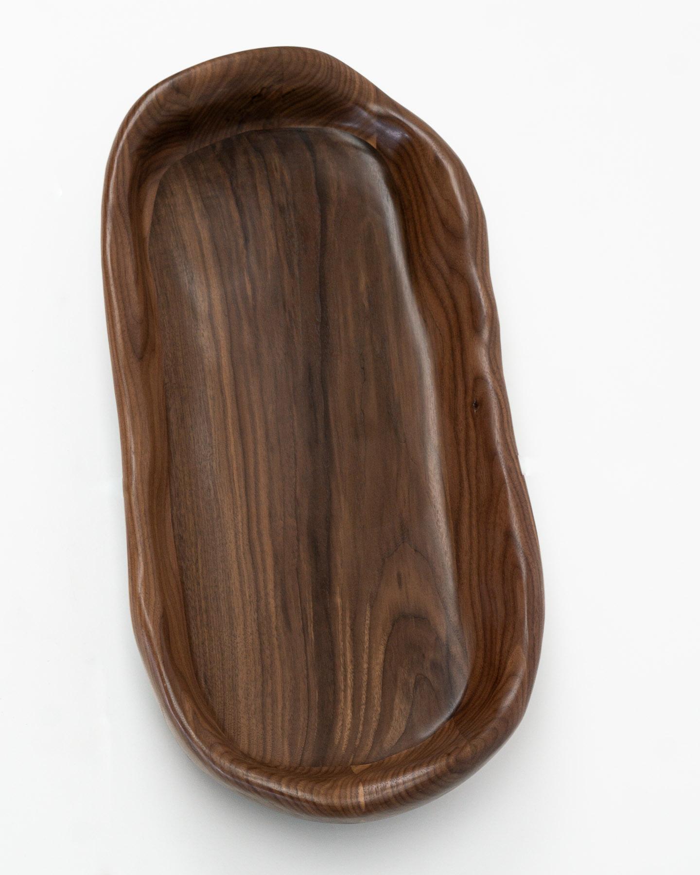 Serving Tray in Walnut Wood Organic Shaped For Sale at 1stDibs