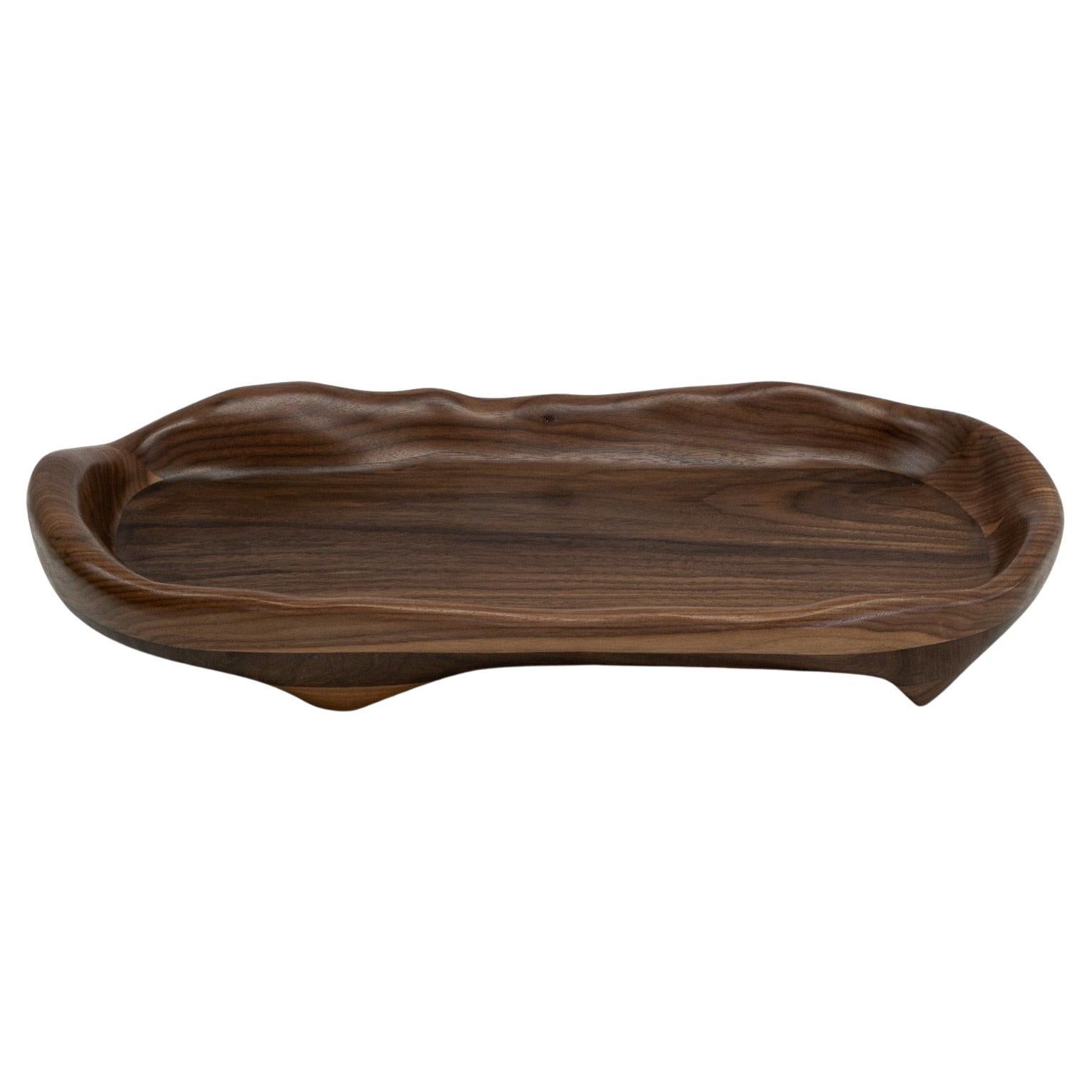 Serving Tray in Walnut Wood Organic Shaped For Sale at 1stDibs