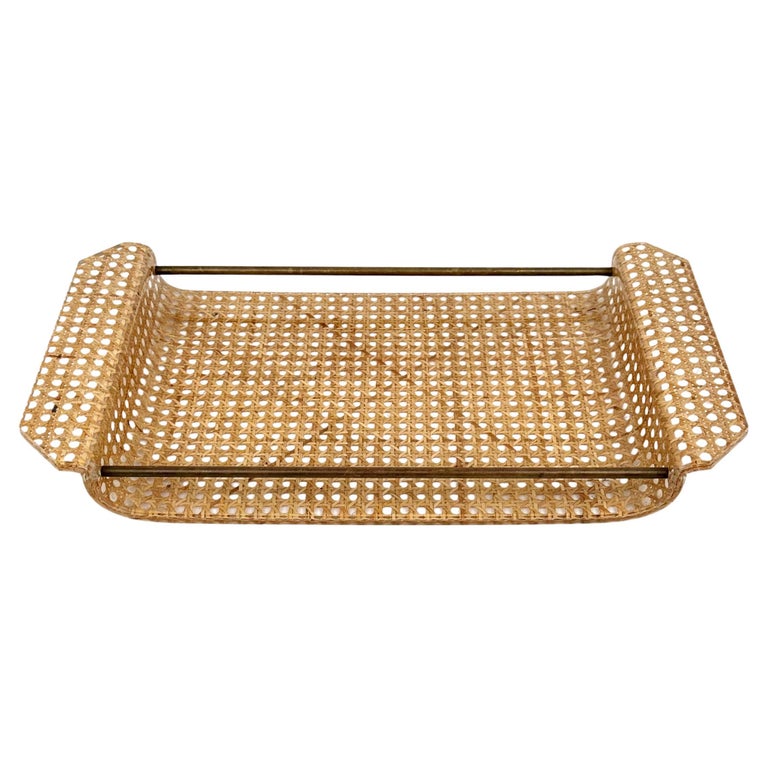 Serving Tray Lucite, Rattan and Brass Christian Dior Style, Italy ...