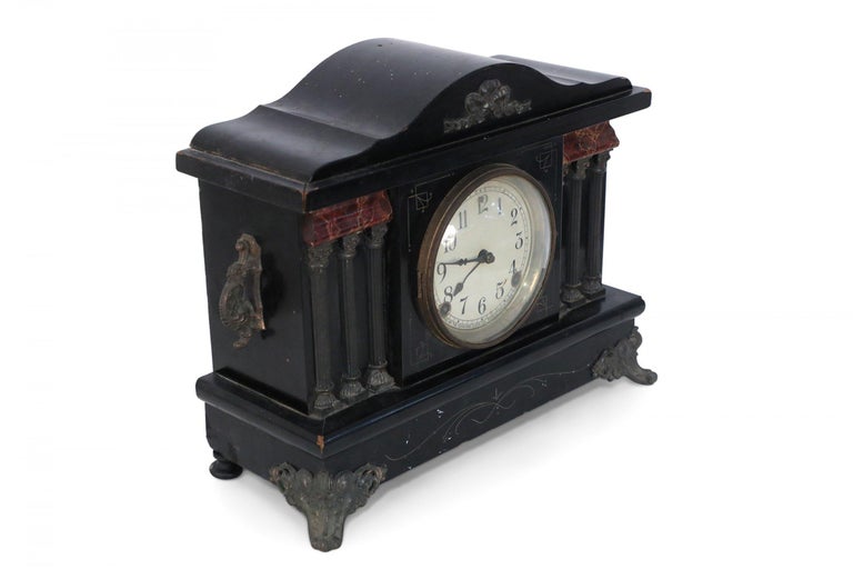 Sessions Clock Co. American Victorian Bronze Column Wooden Case Mantel ...