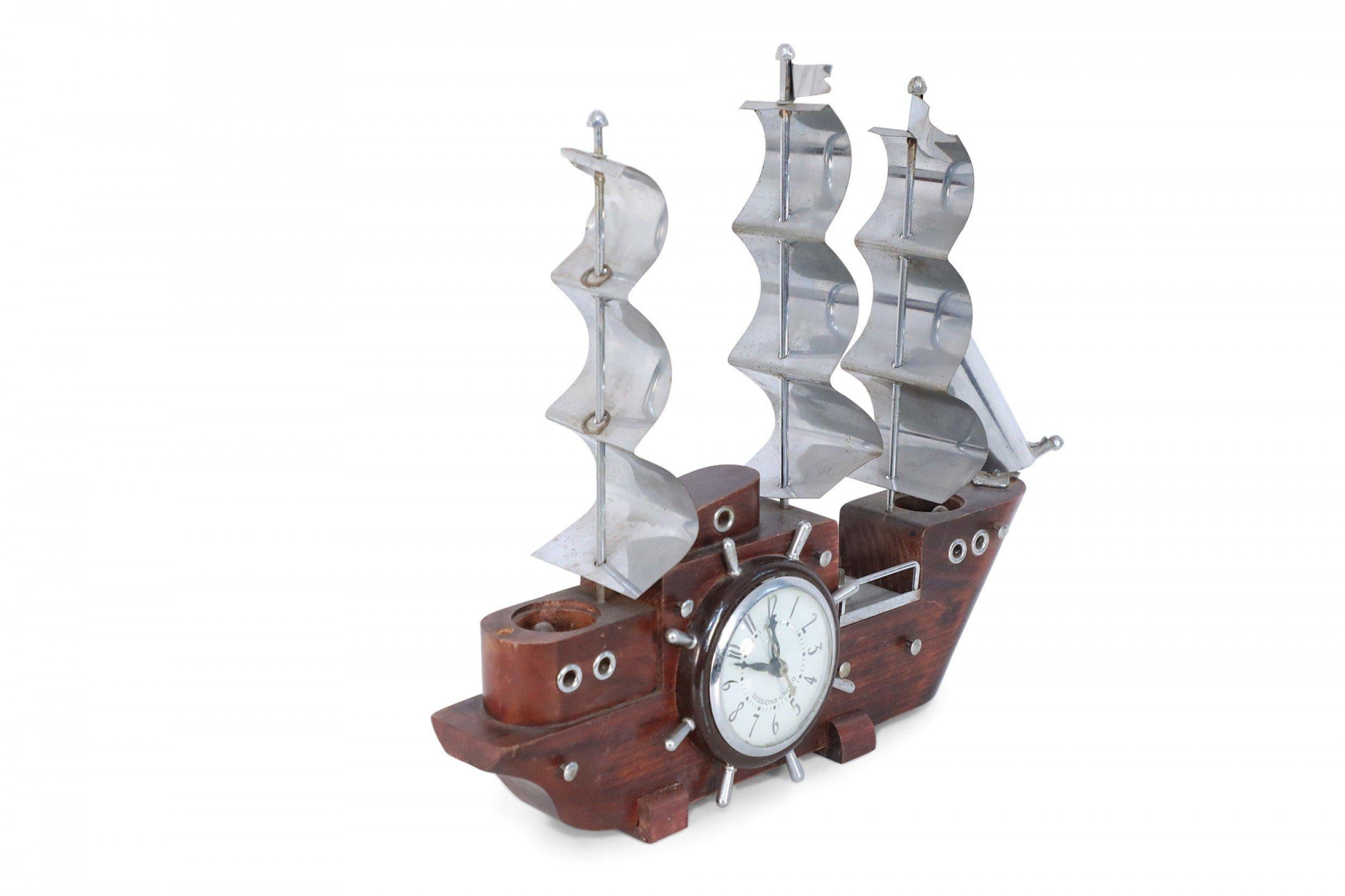 Sessions United Mid-Century Clipper Ship Electrified Table Clock For ...