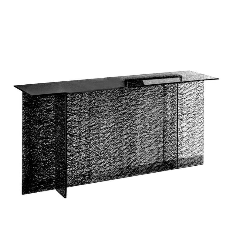 Sestante Glass Console with Motifs, Designed by Emilio Nanni, Made in ...
