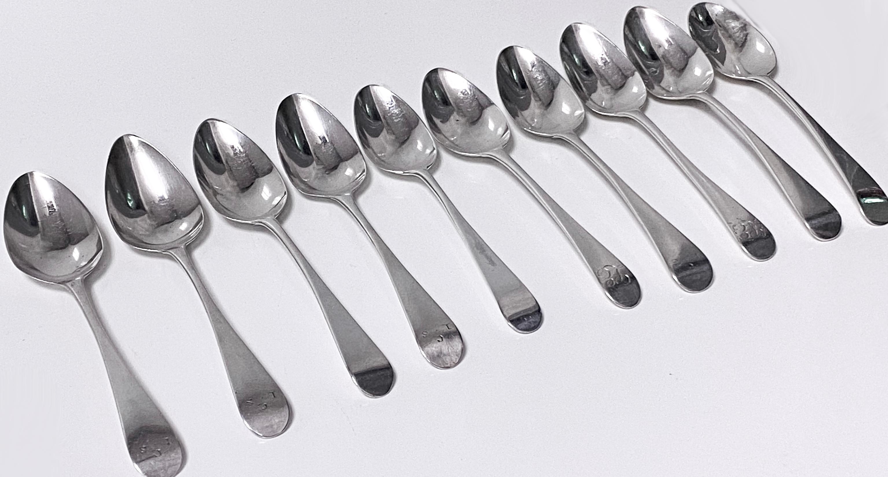 Set 10 Georgian Silver Teaspoons London 1801-3 Peter Ann and William ...