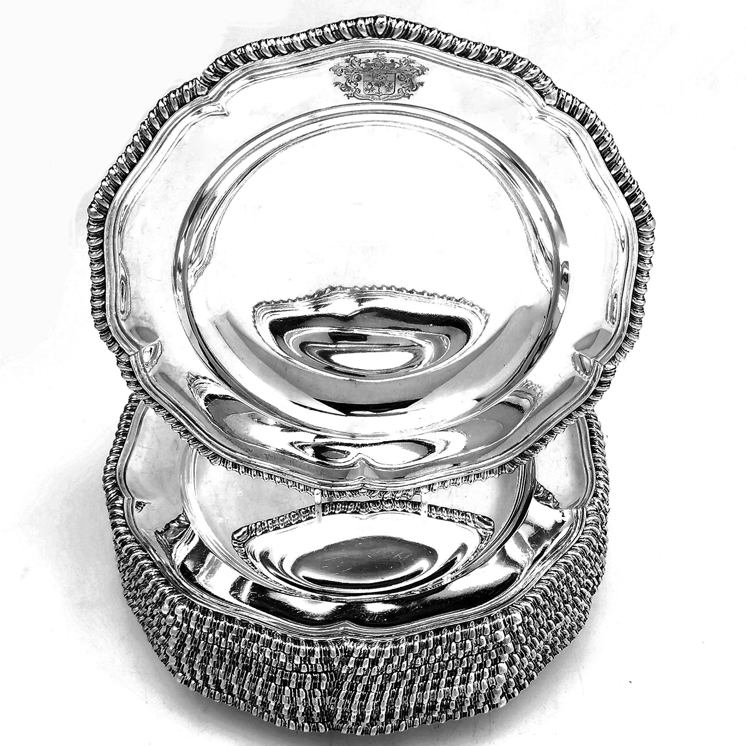 Set 12 Antique Victorian Sterling Silver Soup Plates 1874 Gadroon at ...
