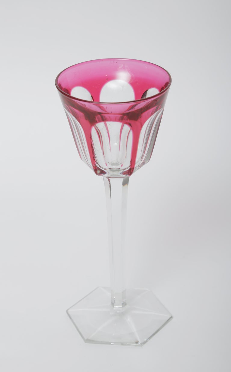 Set of 12 Classic Baccarat Signature Red Tall Wine Glasses Cut Glass ...