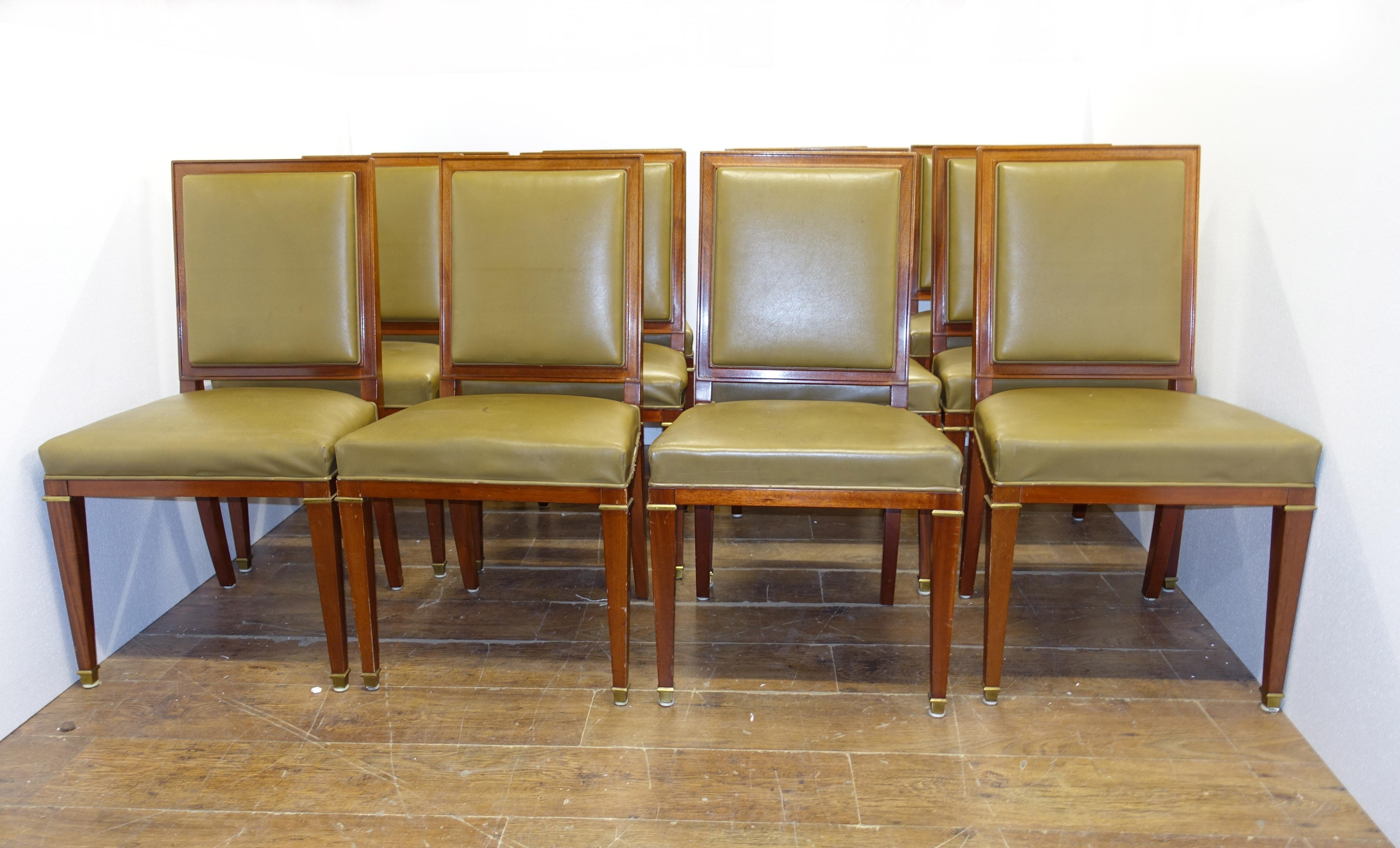 Set 12 Directoire Dining Chairs French Leather 1900 For Sale at 1stDibs