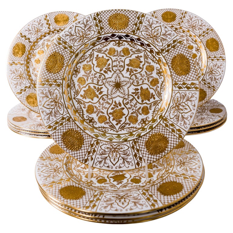 Set 12 Heavy Gilt Encrusted Chargers or Presentation Plates, Thomas ...