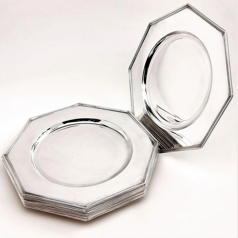 Set 12 Solid Silver Under Plates Chargers Lay Plates Italy, c 1960 930 ...